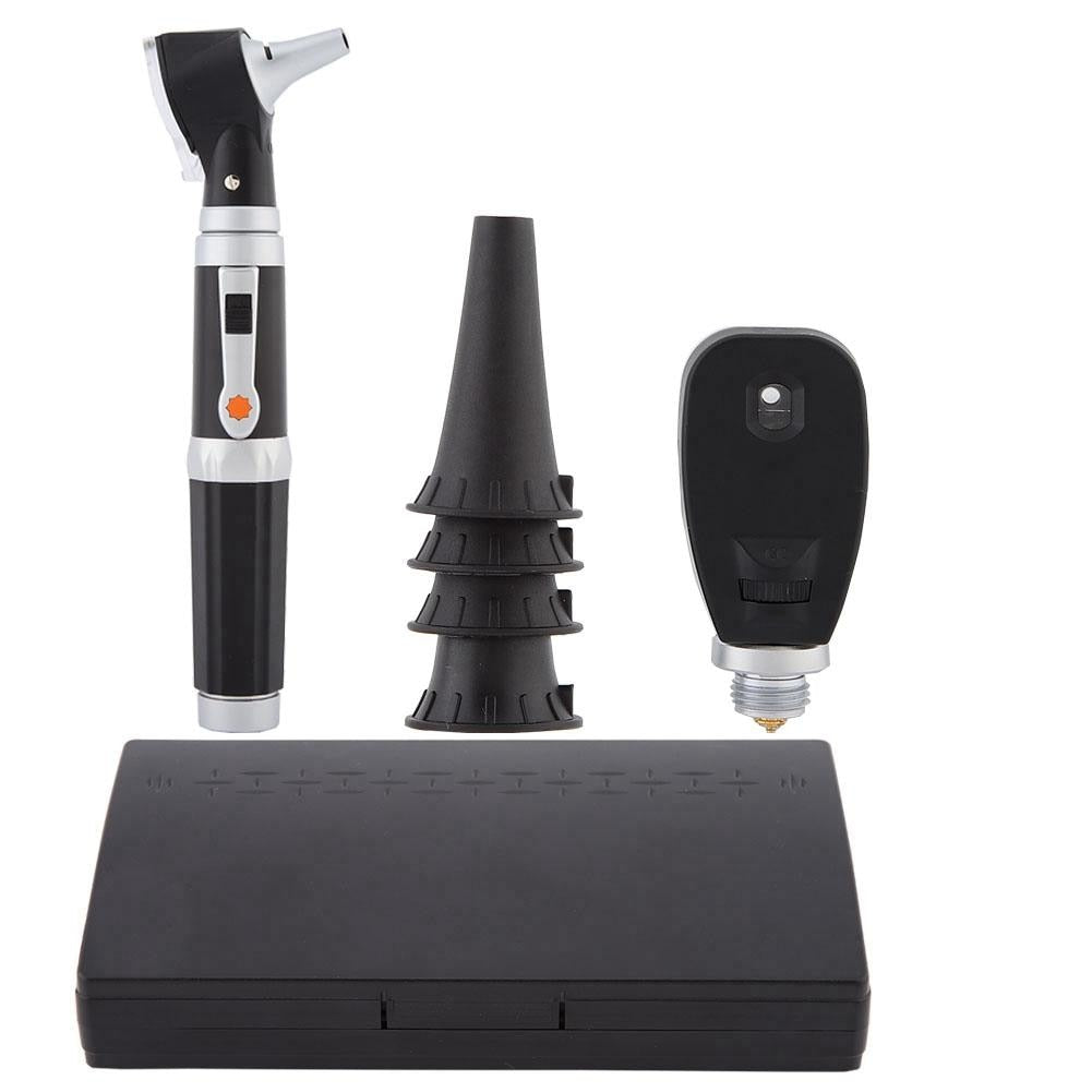 Professional Fiber Optic Otoscope+Ophthalmoscope Kit LED Fiberoptic Ot ...